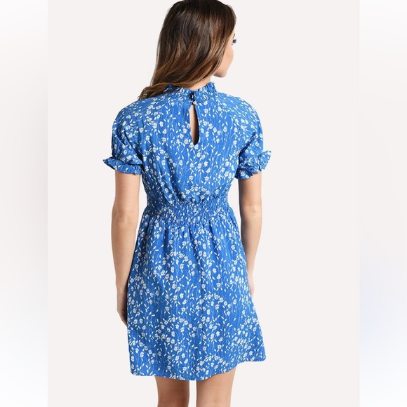 Hayden | Dresses | Hayden Blue Floral Smocked Mock Neck Dress | Poshmark